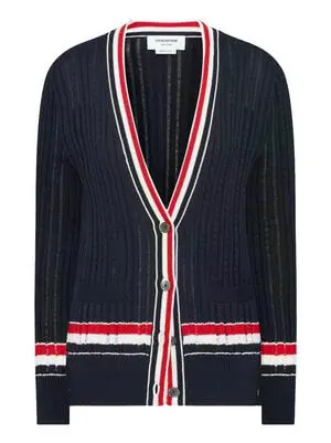 Thom Browne Stripe Cable Cardigan - Blue