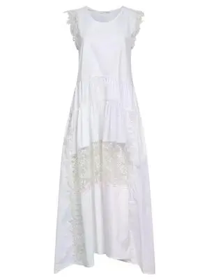 Maurizio Lace-trim Tiered Maxi Dress - White