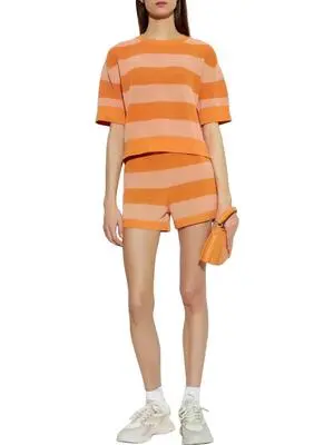 Lacoste Striped Knitted Shorts - Orange