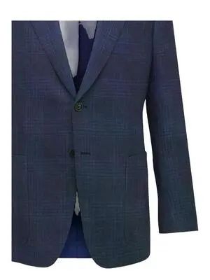 Zegna Check-pattern Single-breasted Blazer - Blue