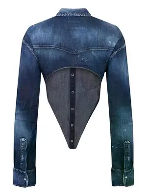 Dsquared2 Denim Shirt With Open Back Detail - Blue