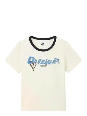 Izzue Dreamer Slogan-print Ringer T-shirt - Neutrals