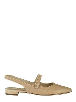 Manolo Blahnik Beige Leather Slingback Ballet Flats - Neutrals