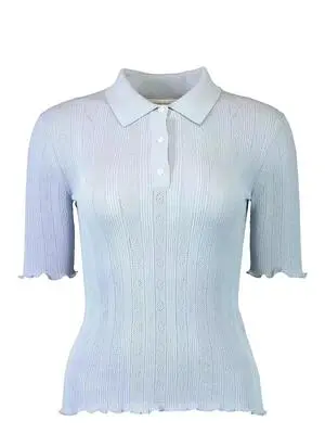 VICTORIA BECKHAM Victoria Beckham Short Sleeve Frill Trim Polo Top