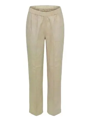 120% Lino Pressed-crease Straight Leg Trousers - Neutrals