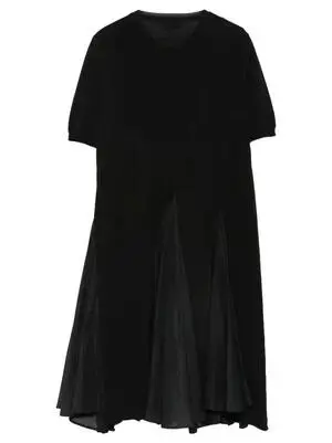 SEMICOUTURE Crew-neck Pleated Dress - Black