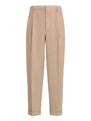 Brunello Cucinelli Garment-dyed Cotton And Linen Canvas Trousers With Double Pleats - Neutrals