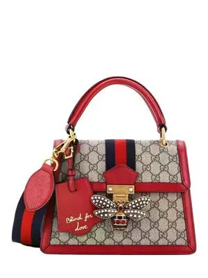 Gucci Queen Margaret Top Handle Bag Gg Coated Canvas With Leather Small Satchel - Red