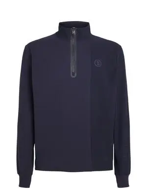 Bogner Cotton-blend Connor Quarter-zip Sweatshirt - Navy