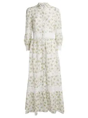 Sandro Lace Floral Midi Dress - Beige