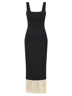 TALLER MARMO Lido Fringed Midi Dress - Black