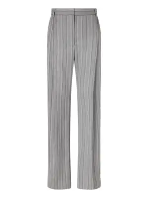 Stella McCartney Striped Wool Straight-leg Trousers - Gray