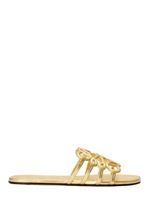 Loewe Loewe X Paula's Ibiza Leather Petal Anagram Slides Silver