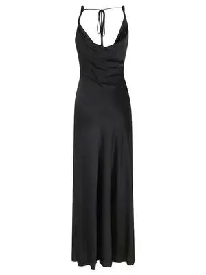 MEIMEIJ Sleeveless Maxi Dress With Satin Finish - Black