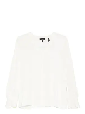 Theory V-neck Blouse With Flared Cuffs - Neutrals