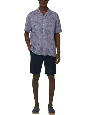 Boggi Milano Regular Fit Linen And Cotton Shirt - Blue