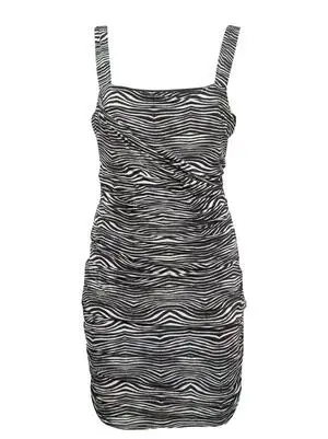 Pierre Balmain Zebra Print Draped Mini Dress - Black