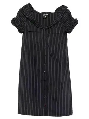 JEAN PAUL GAULTIER Off-the-shoulder Pinstripe Mini Dress - Black
