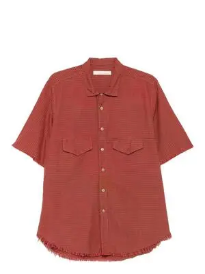 ORIGINAL VINTAGE Gingham-check Frayed-edge Shirt - Red