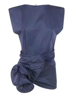 Liviana Conti Rosette-detail Padded-shoulder Top - Blue