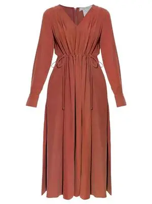 Max Mara V-neck Tie Midi Dress - Brown