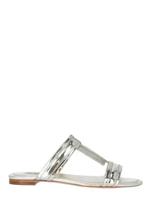 TOD'S Leather Sandals With -tone Detailing - Silver