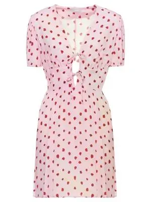 MAR DE MARGARITAS Printed V-neck Mini Dress - Pink