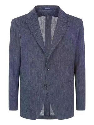 Tagliatore Textured-finish Single-breasted Blazer - Blue