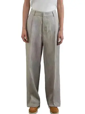 MOORER Ofilia Pinstripe Pleated Trousers - Grey