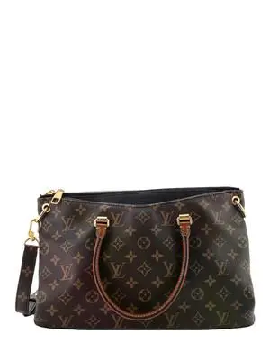 LOUIS VUITTON Pallas Tote Monogram Canvas Leather Shoulder Bag - Brown