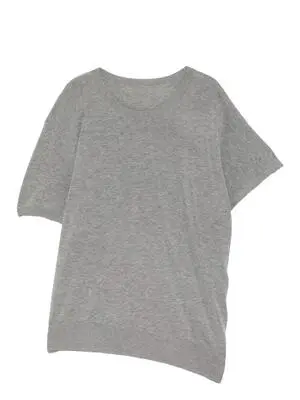 JNBY Short-sleeve Knit Top With Asymmetric Hem - Grey