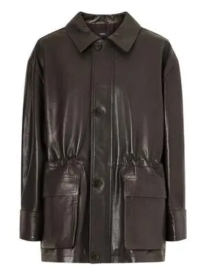 ARMA Textured Leather Jacket With Utility Pockets - Brown