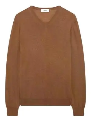 LARDINI V-neck Long Sleeve Sweater - Brown