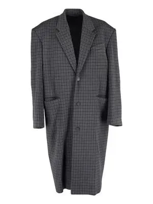 Balenciaga 2023 Houndstooth Oversized Coat - Grey