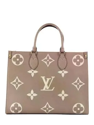 LOUIS VUITTON Louis Vuitton Monogram Empreinte Giant OnTheGo MM Tote Bag Neutrals