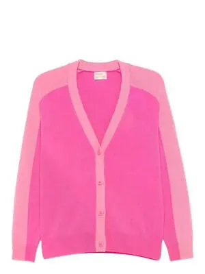 From Future Two-tone V-neck Cardigan - Pink