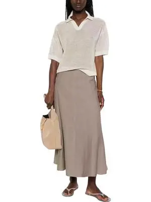 Peserico Panelled A-line Midi Skirt - Neutrals