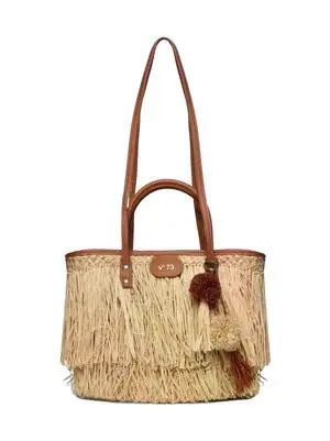 V°73 Domitilla Fringe-trimmed Shoulder-bag - Neutrals