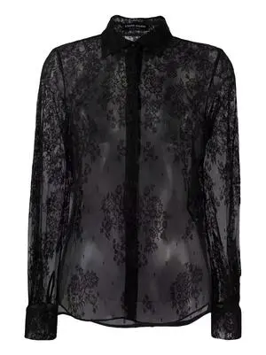 Carine Gilson Floral-lace Long-sleeve Blouse - Black
