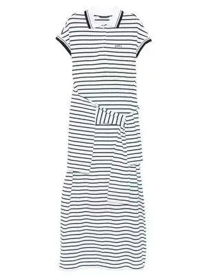 JUUN.J Striped Cotton Polo Dress - White