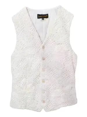 Comme Des Garçons Floral Embroidered Waistcoat - White