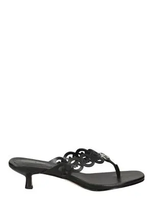 Michael Kors Logo-cutout Kitten-heel Sandals - Black