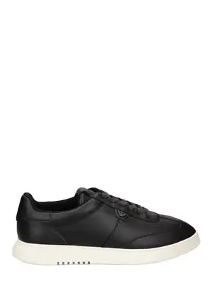 Emporio Armani Leather Logo Plaque Sneakers - Black