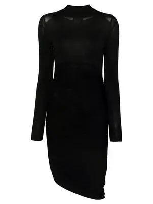 PHILOSOPHY DI LORENZO SERAFINI Philosophy Di Lorenzo Serafini Black Plissé Effect Fine-Knit Dress