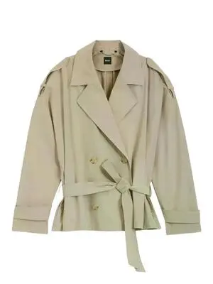 BOSS Double-breasted Belted Coat - Neutrals