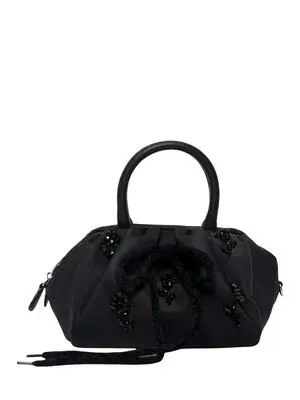 Simone Rocha Beaded Bow Gathered Shoulder Bag - Black