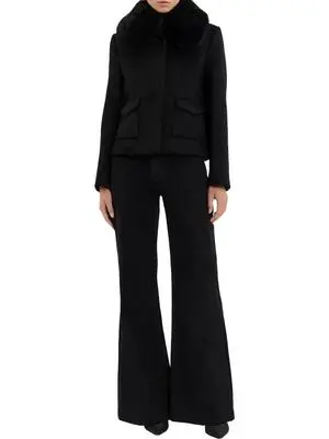 REBECCA VALLANCE Rebecca Vallance Cropped Fur Collar Coat