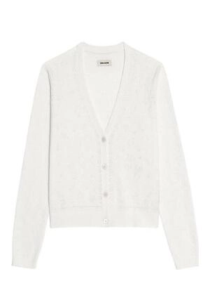 Zadig&Voltaire Manala Pointelle Cotton Cardigan - Eggshell