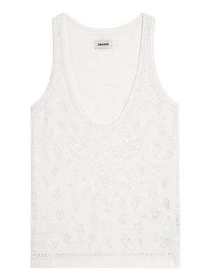 Zadig&Voltaire Jossy Pointelle Cotton Tank Top - Eggshell