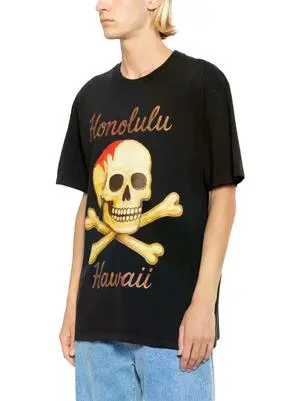 MELT Skull-print Cotton T-shirt - Black